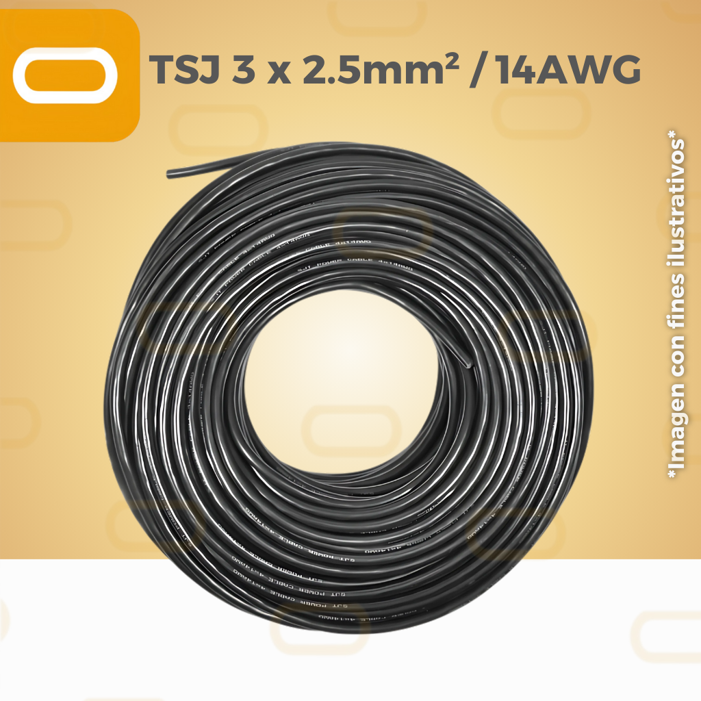 Cable TSJ 3x2.5mm² - 14AWG | Cable Eléctrico | Medida unitaria: metro