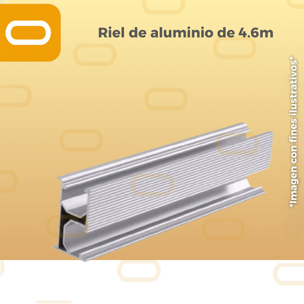 Riel de aluminio de 4.6m | Todos | Ideales para paneles de 2.1x1.13m